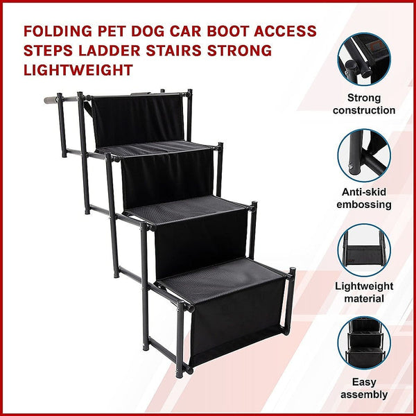 Folding Pet Dog Car Boot Access Steps Ladder Stairs Strong Lightweight ...